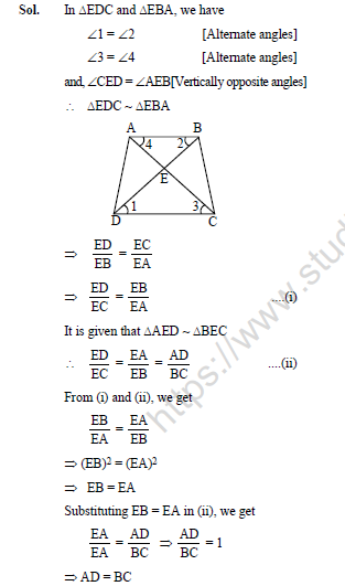 CBSE Class 10 Mathematics Triangles Worksheet Set F CBSE Class 10 Mathematics Triangles Worksheet Set F